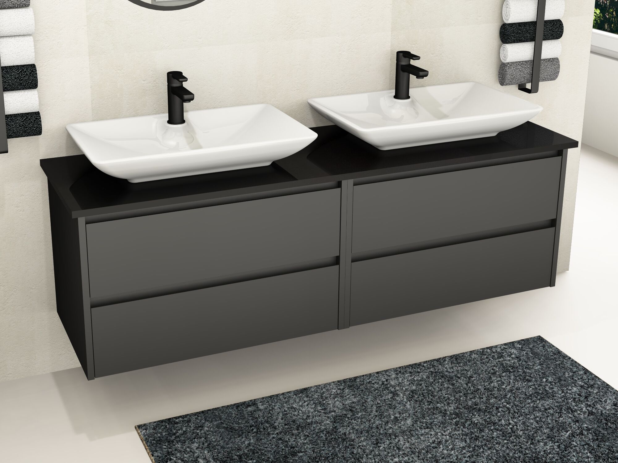 Badmöbel 160 Anthrazit Matt Lackiert kaufen | Natursteinplatte ...