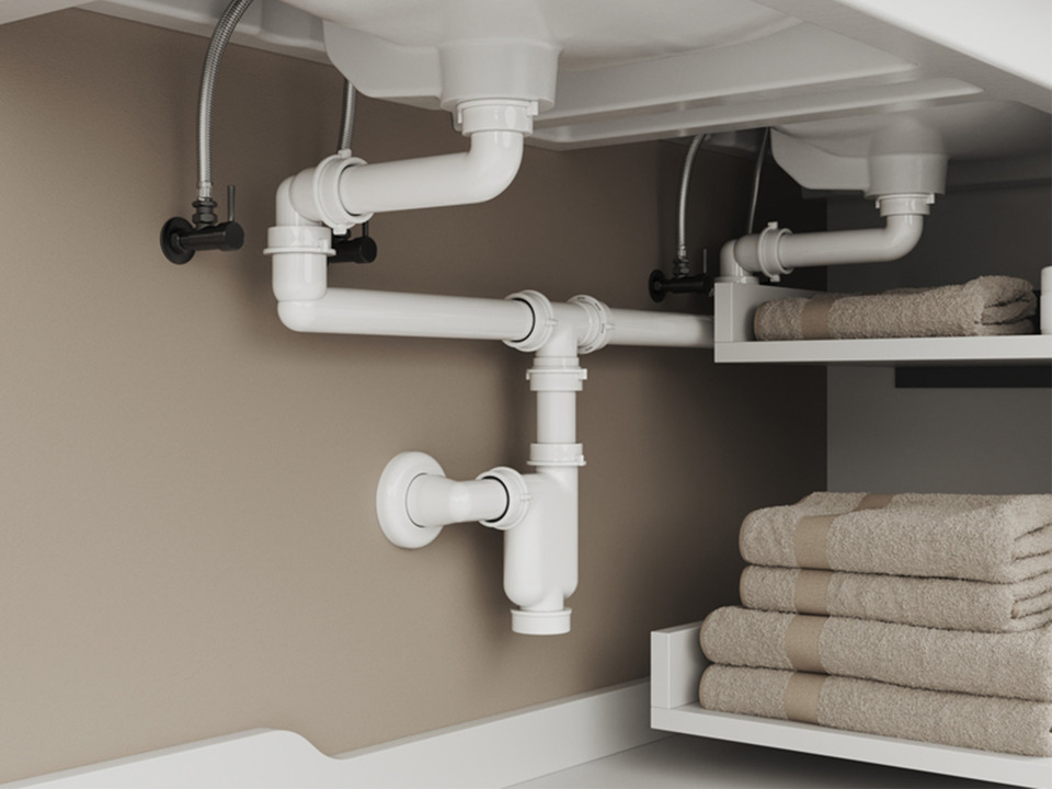 Aqua Bagno Raumsparsiphon für Badmöbel doppelter Ablauf - DN32 - Kunst ...